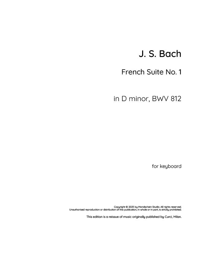 Bach - French Suite No. 1 in D minor, BWV 812 (PDF Sheet Music / Digit ...