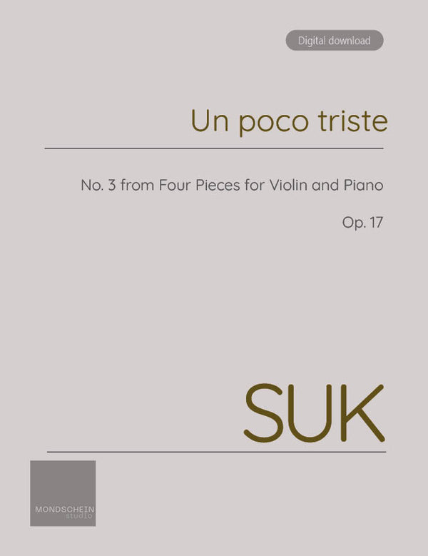 Suk - Un poco triste, Op. 17 No. 3 (PDF Sheet Music / Digital Download ...